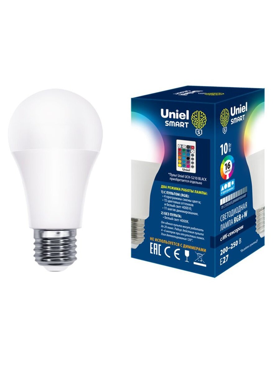 Светодиодная лампа Uniel LED-A60-10W/RGB/E27/REG PLS21WH