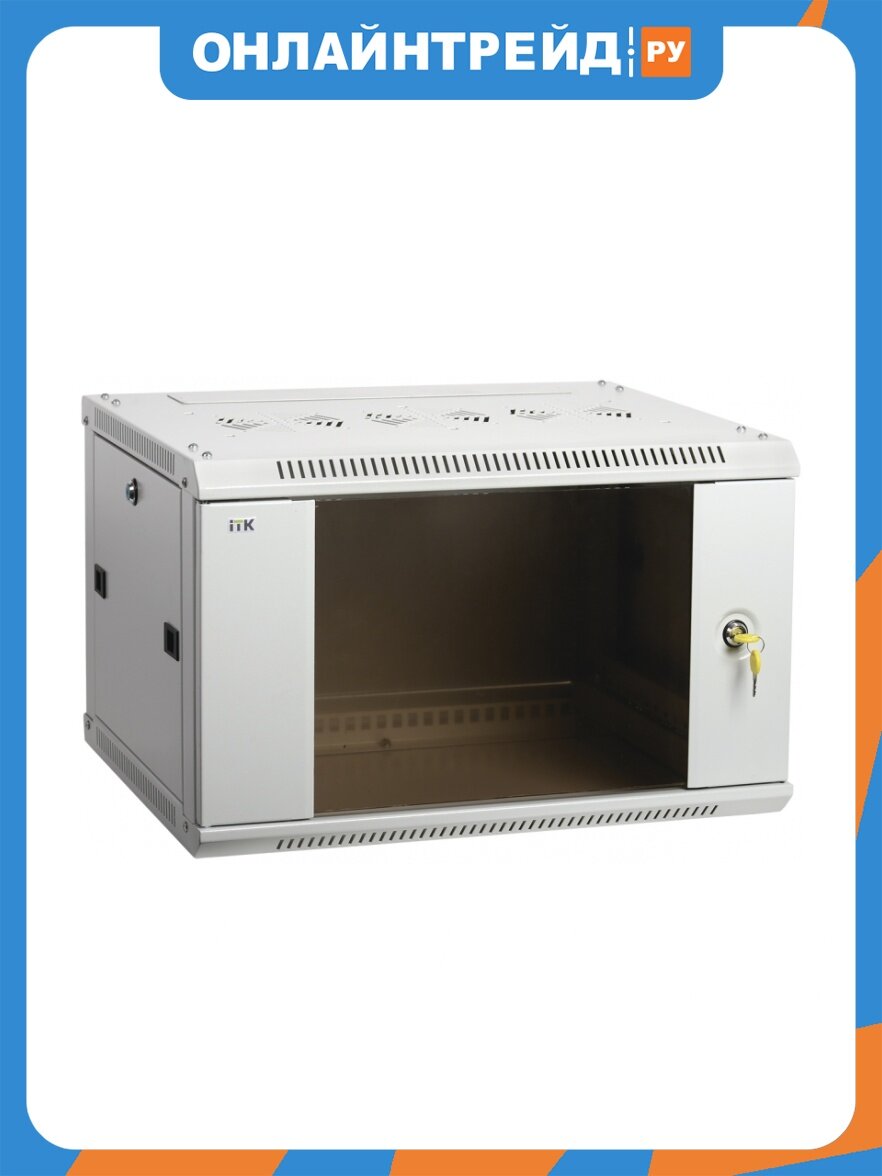 Шкаф настенный Itk LINEA W 12U 600x450 мм дверь стекло, RAL7035 (LWR3-12U64-GF)