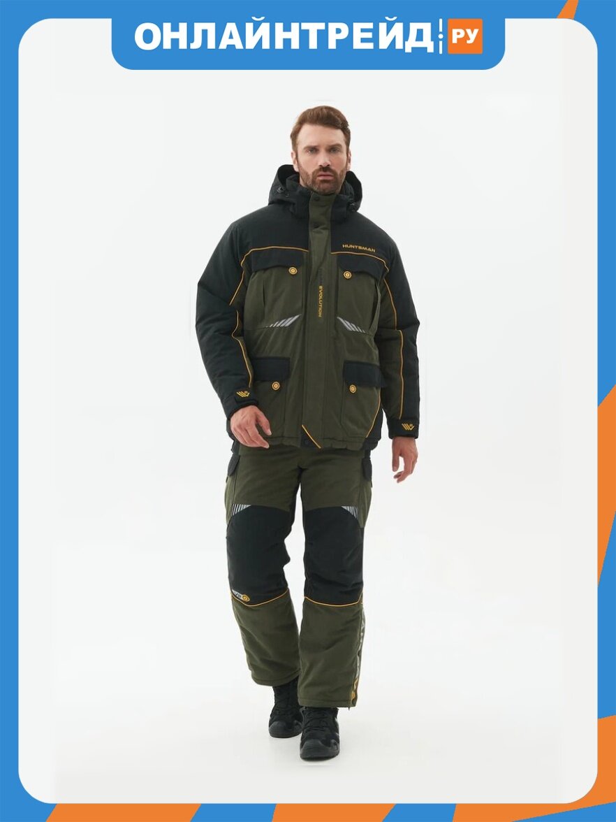 Костюм зимний Huntsman Канада V-2 ткань Исландия цвет хаки, черный, 52-54/182-188