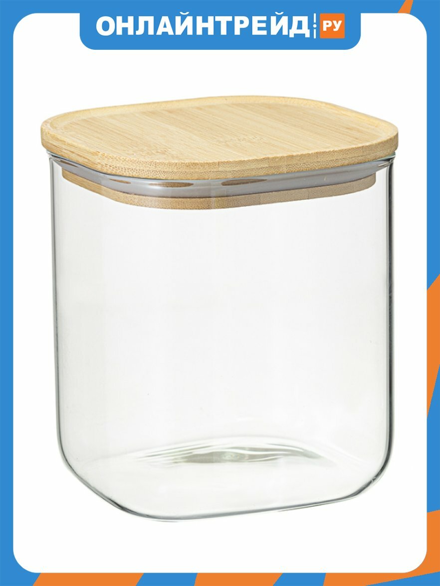 Банка для хранения Smart Solutions Glass Bamboo квадратная, 800 мл (SS0000159)