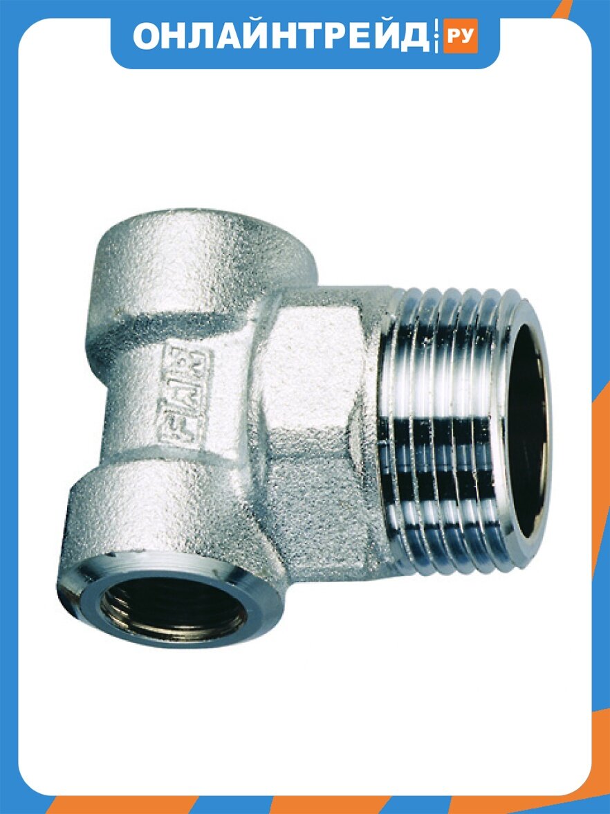 Тройник концевой хромированный Far для коллекторов, 1"НР х 1/2"ВР х 1/2"ВР