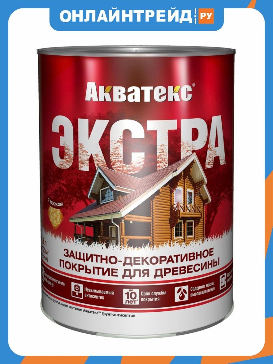 Защитно-декоративное покрытие для дерева Акватекс Акватекс Экстра, полуглянцевое, 0,8 л, калужница, 18153