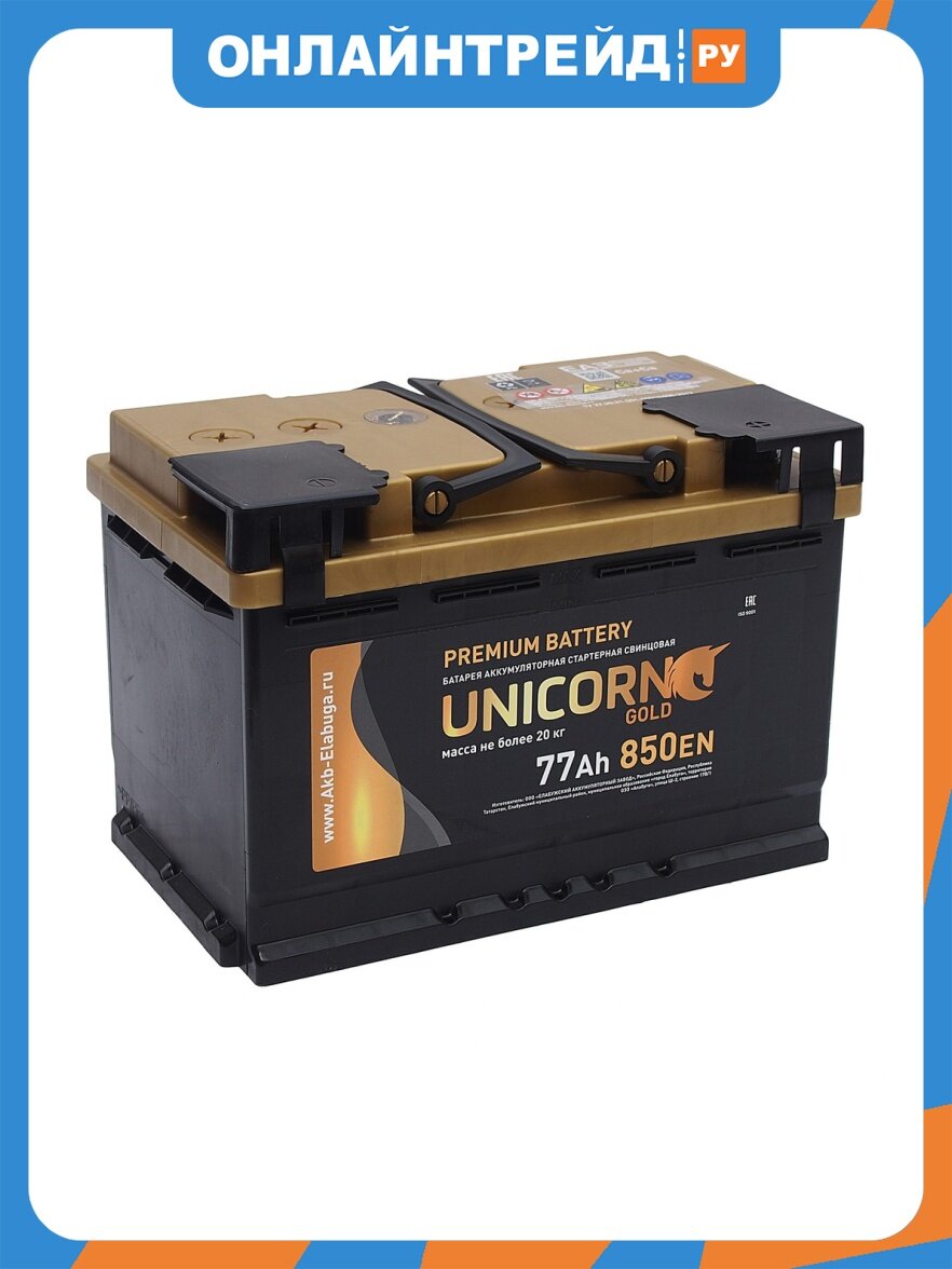 Аккумулятор Unicorn Battery Gold, 190x175x276, обратная полярность, 77 Ач, 6СТ77(0)