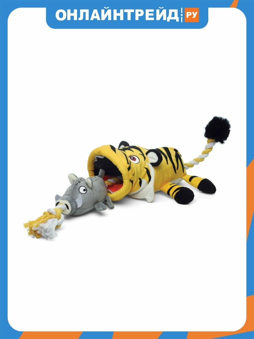 Игрушка для собак Gigwi CATCH & FETCH Тигр с кабаном на веревке 53см