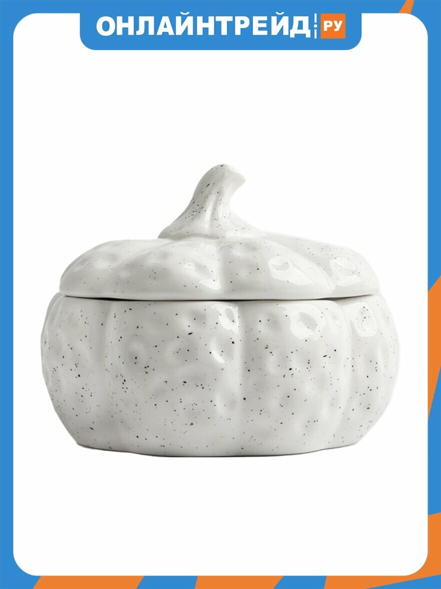 Емкость для хранения Anna Lafarg Light pumpkin Тыква 18х16 см, 1,3 л, керамика, белый в крапинку (ANLAF-FDWS-031224-2)