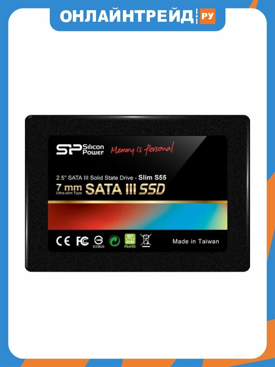 SSD диск Silicon Power Slim S55, 480Гб, 2.5", SATA (SP480GBSS3S55S25)