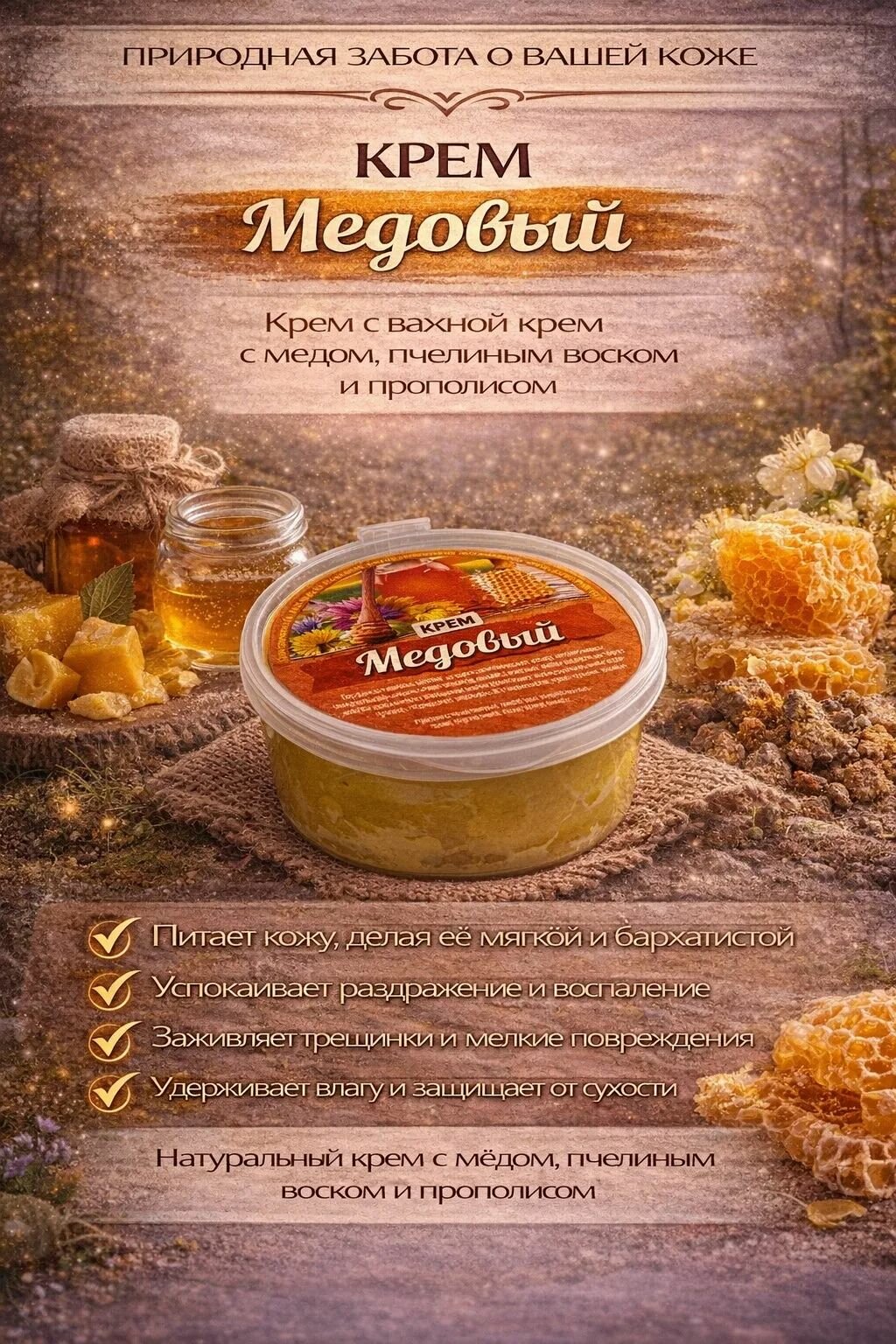 Крем для лица " Медовый" 50мл.