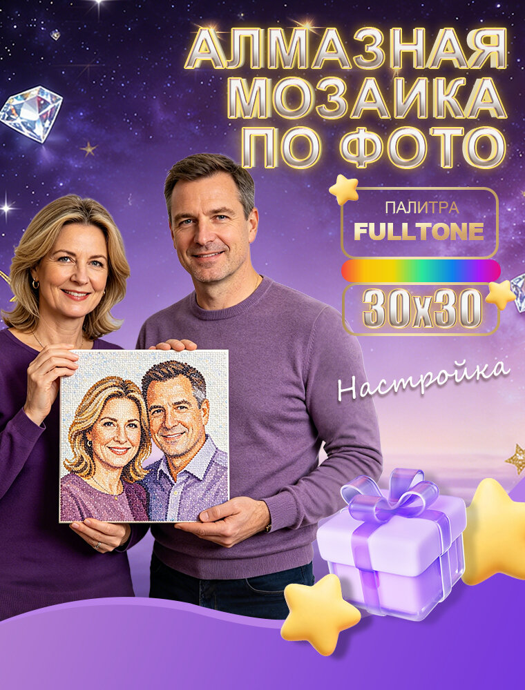 Алмазная мозаика по фото Без рамки,5D 30x30 cm , квадратные бриллианты, поп-арт