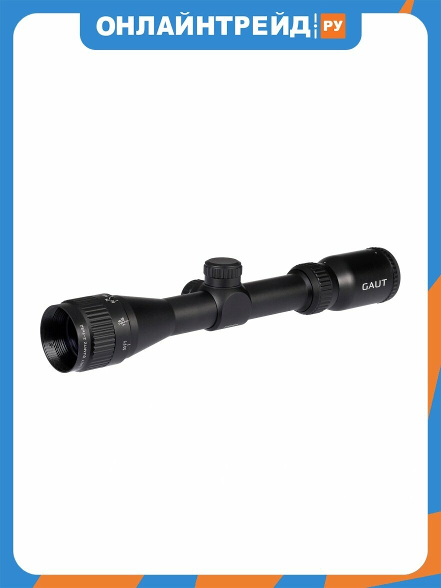 Прицел Gaut Quartz 2-7x32, AO, сетка 3 (Mil-Dot) нить, без подсветки, 25.4мм, 1/4 МОА, 421г