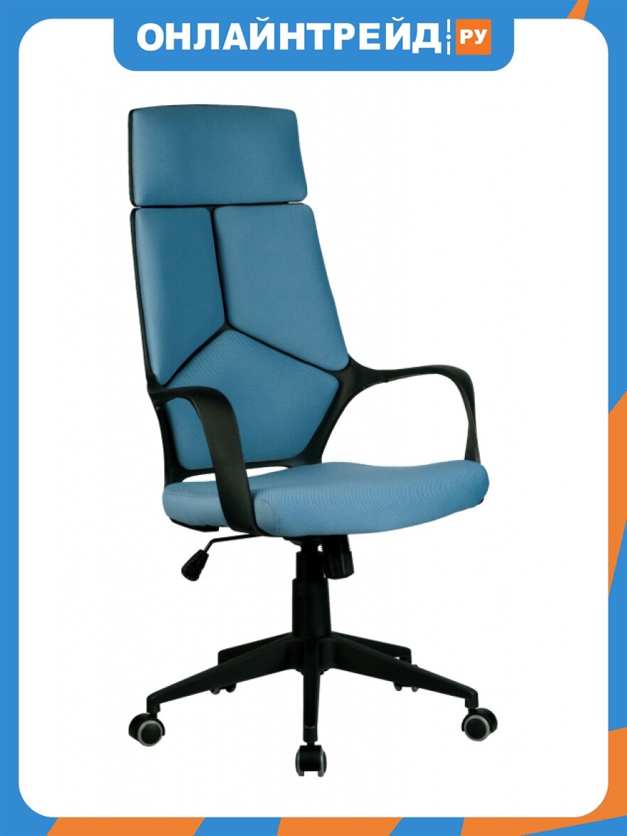Кресло офисное Riva Chair RCH 8989 Чёрный пластик/Синяя ткань (287)
