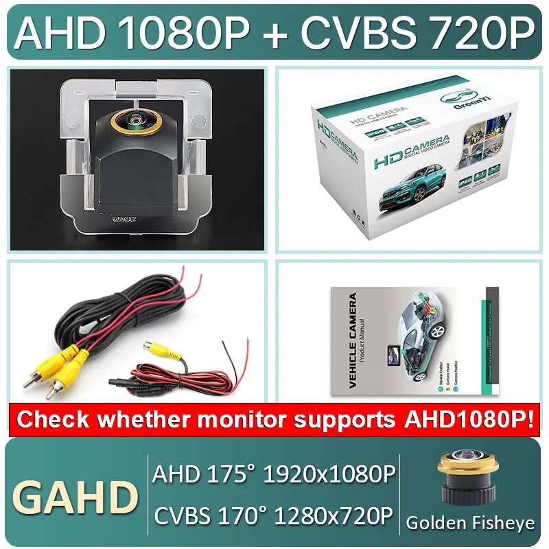 GreenYi 1080P HD 170 ° Автомобильная камера заднего вида для Mitsubishi Outlander AHD1080P-175Deg