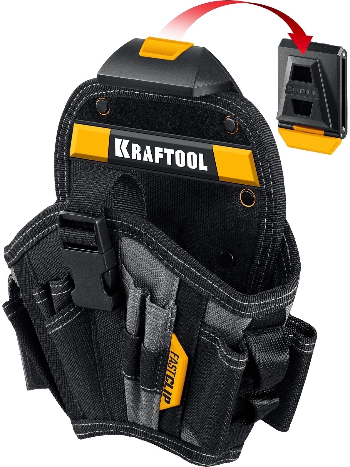 Кобура для шуруповерта KRAFTOOL KH-17 большая, с быстросъёмным креплением, FastClip, 17 карманов и петель