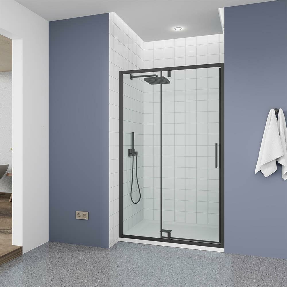 Душевая дверь Veconi Ottimo 110 OP20B-110-01-C9 профиль Черный матовый стекло прозрачное