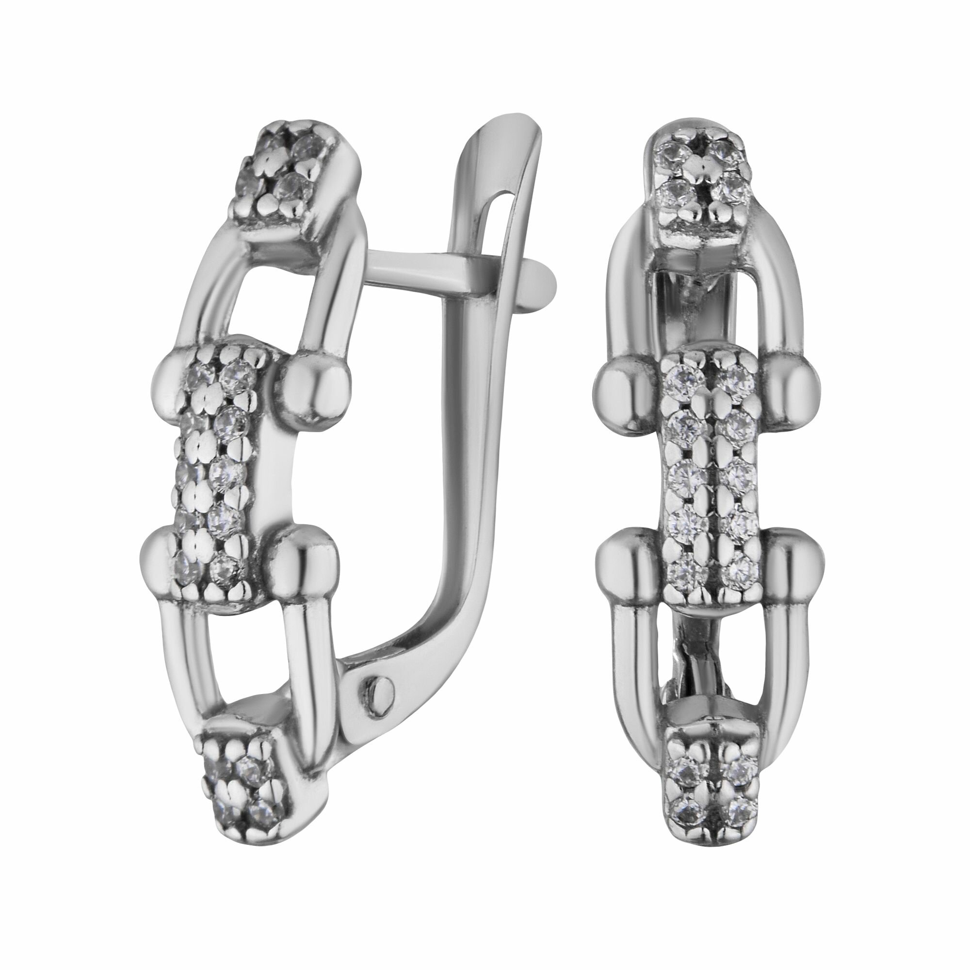 Серьги, серебро, 925 проба, фианит