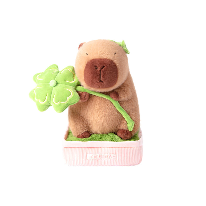 Плюшевая капибара унисекс Love Lucky Clover, Potted Capybara, 30CM EU, Lucky Clover Capybara Potted Plant