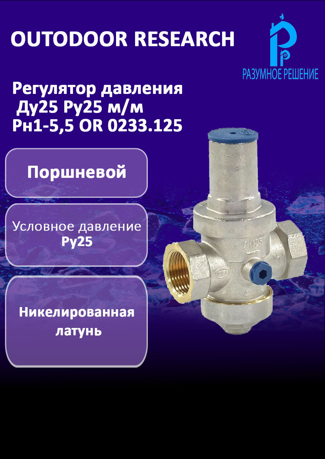 Регулятор давления поршневой Ду25 Ру25 м/м Рн1-5,5 OR 0233.125