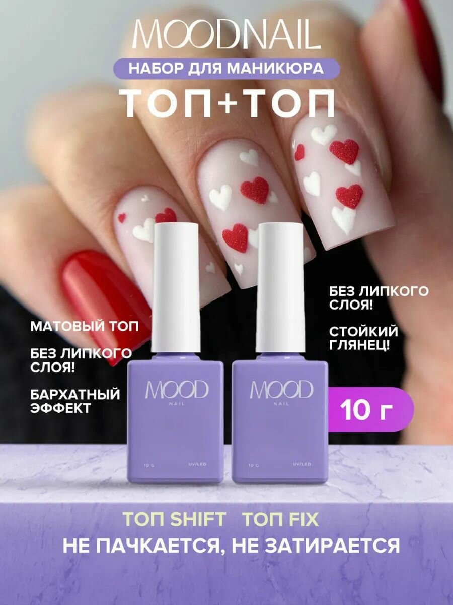 Топ для ногтей набор MOODNAIL (топ "Shift" и топ "Fix" ), 10гр