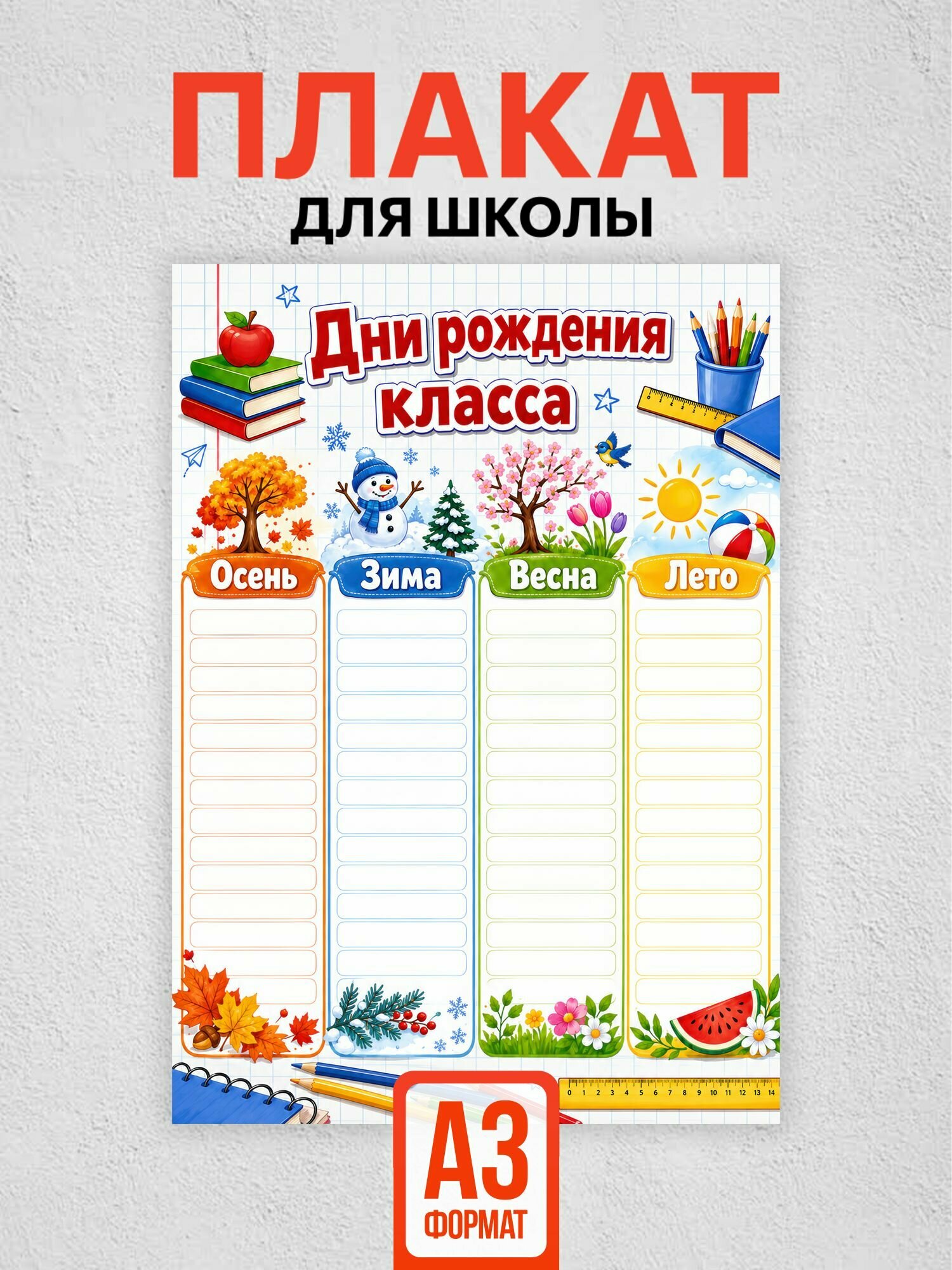 Дни рождения класса плакат