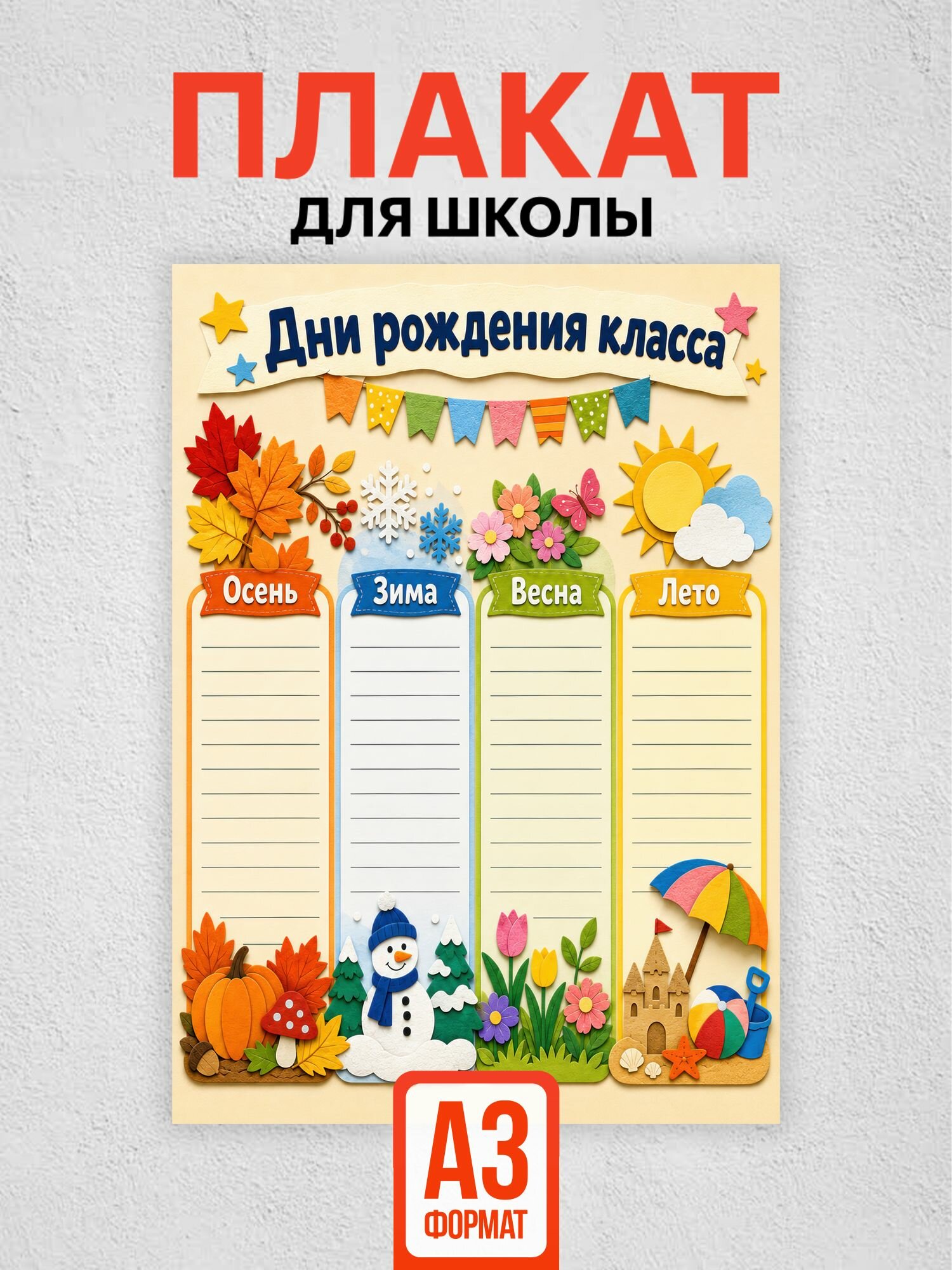 Дни рождения класса плакат