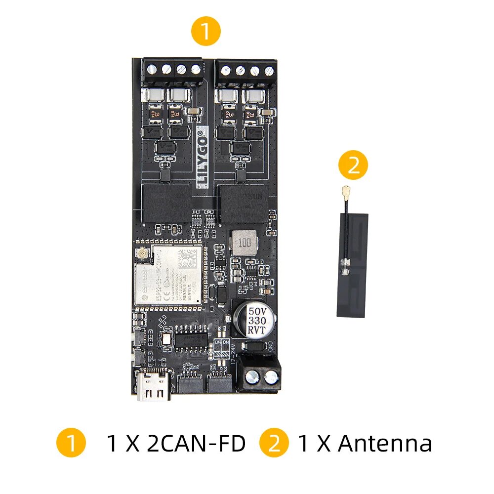 LILYGO® T-2CAN ESP32-S3 беспроводной модуль T-2CAN-FD