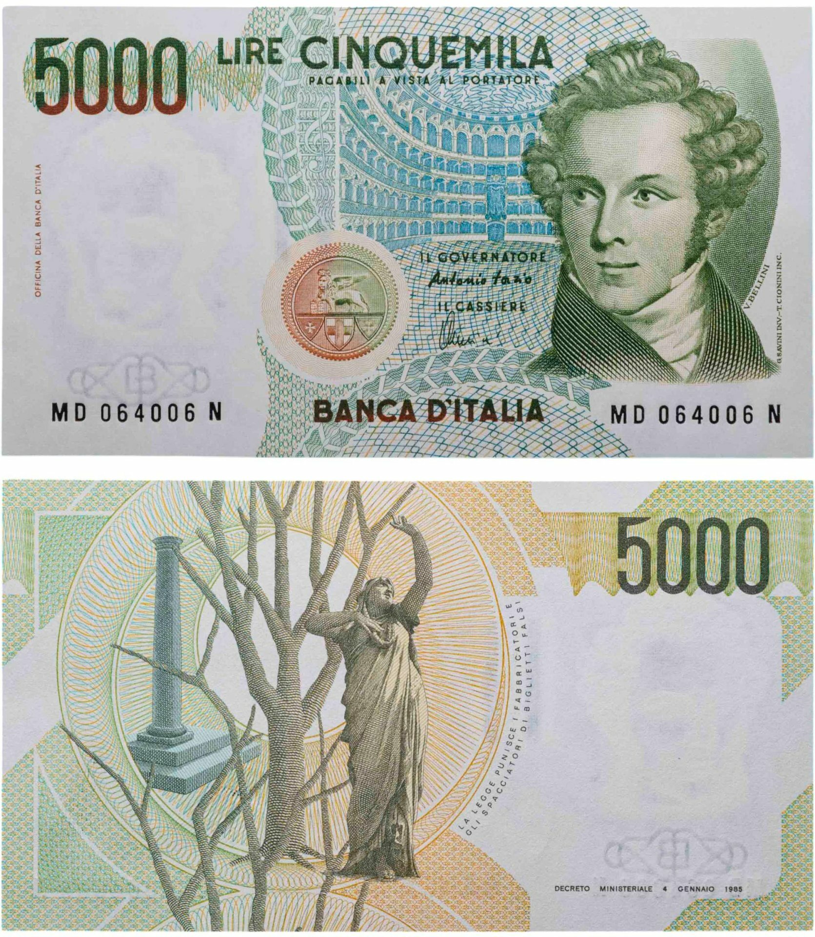 Италия 5000 лир 1985 Pick 111c