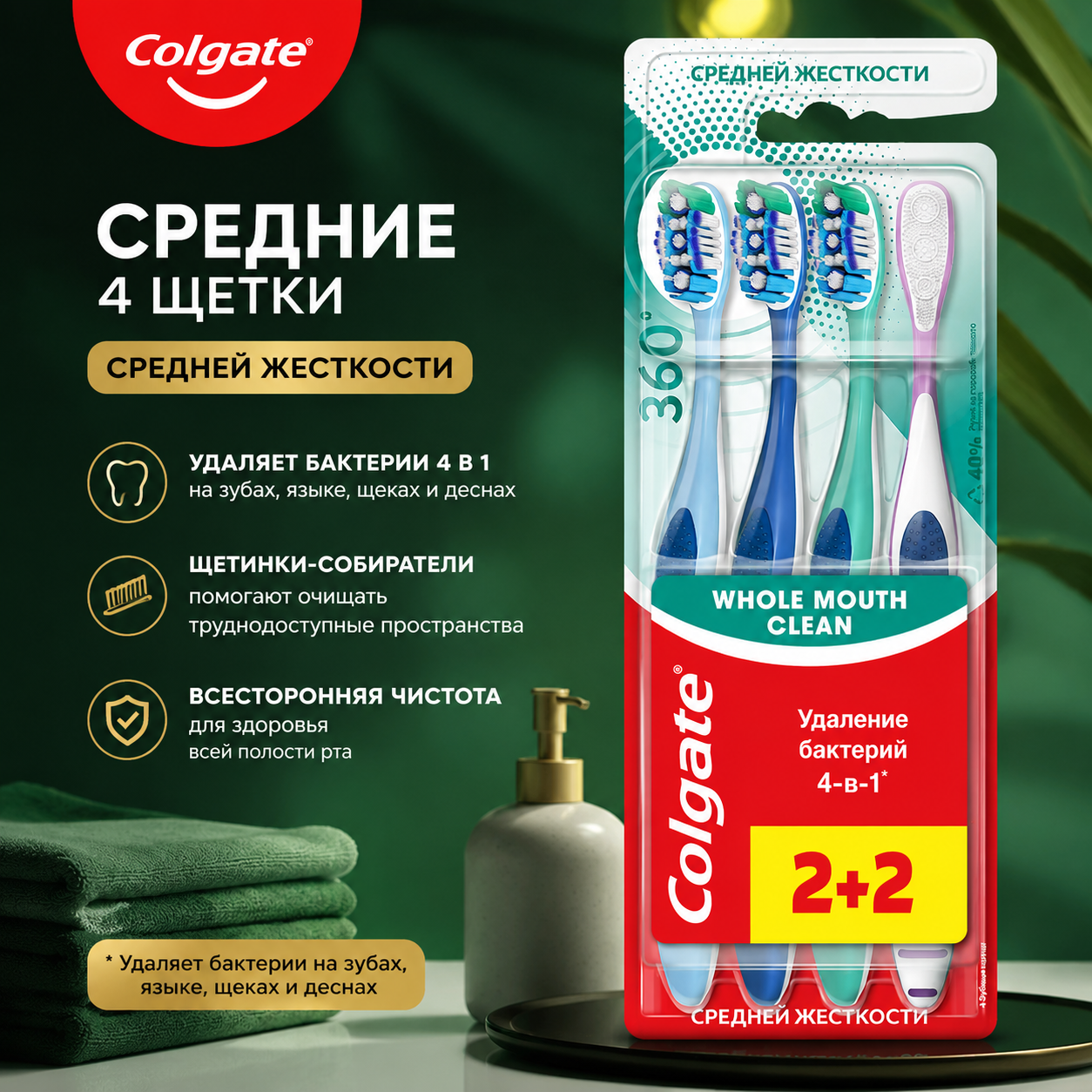 Зубная щетка мягкая для чувствительных десен colgate 360 sup