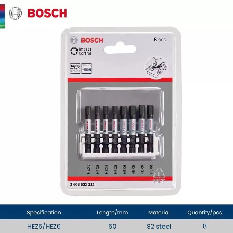 Биты для ударной отвертки Bosch Impact Control H5 (4 шт.) H6 (4 шт.) 50 мм