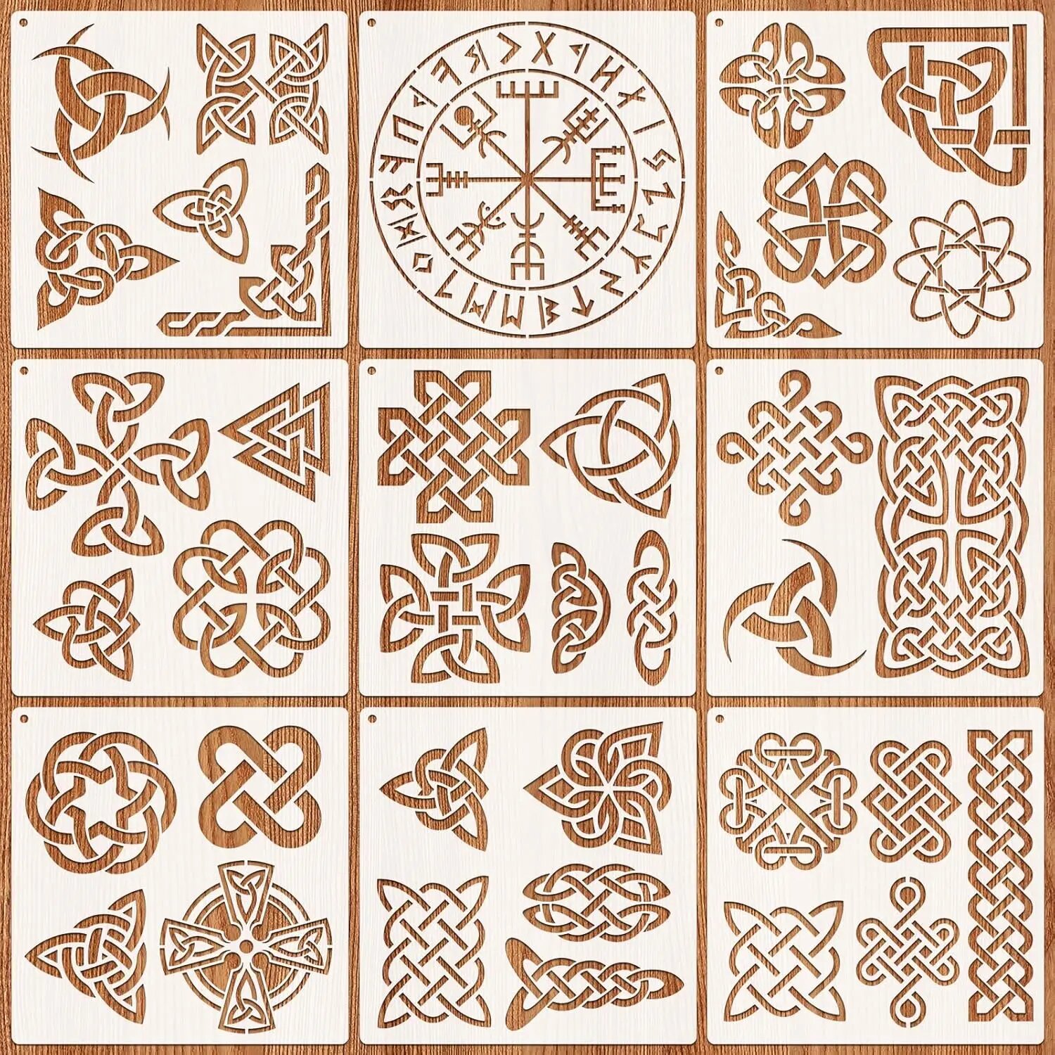 Набор трафаретов для рисования кельтский узор 9 шт.