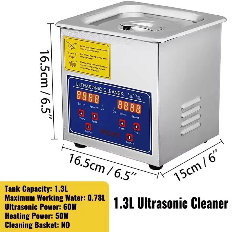 Ультразвуковая ванна для чистки 1.3 л, 60 Вт 220V-240V EU Plug