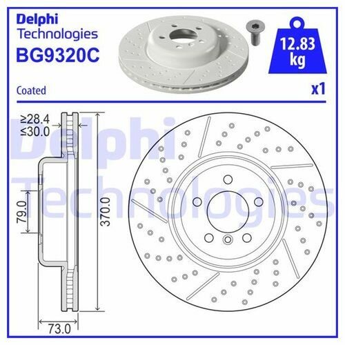 Диск тормозной Delphi BG9320C для BMW 1 VAN F20, 1 серия F20, F21, 2 серия F22, F87, F23, 3 TOURING VAN F31,