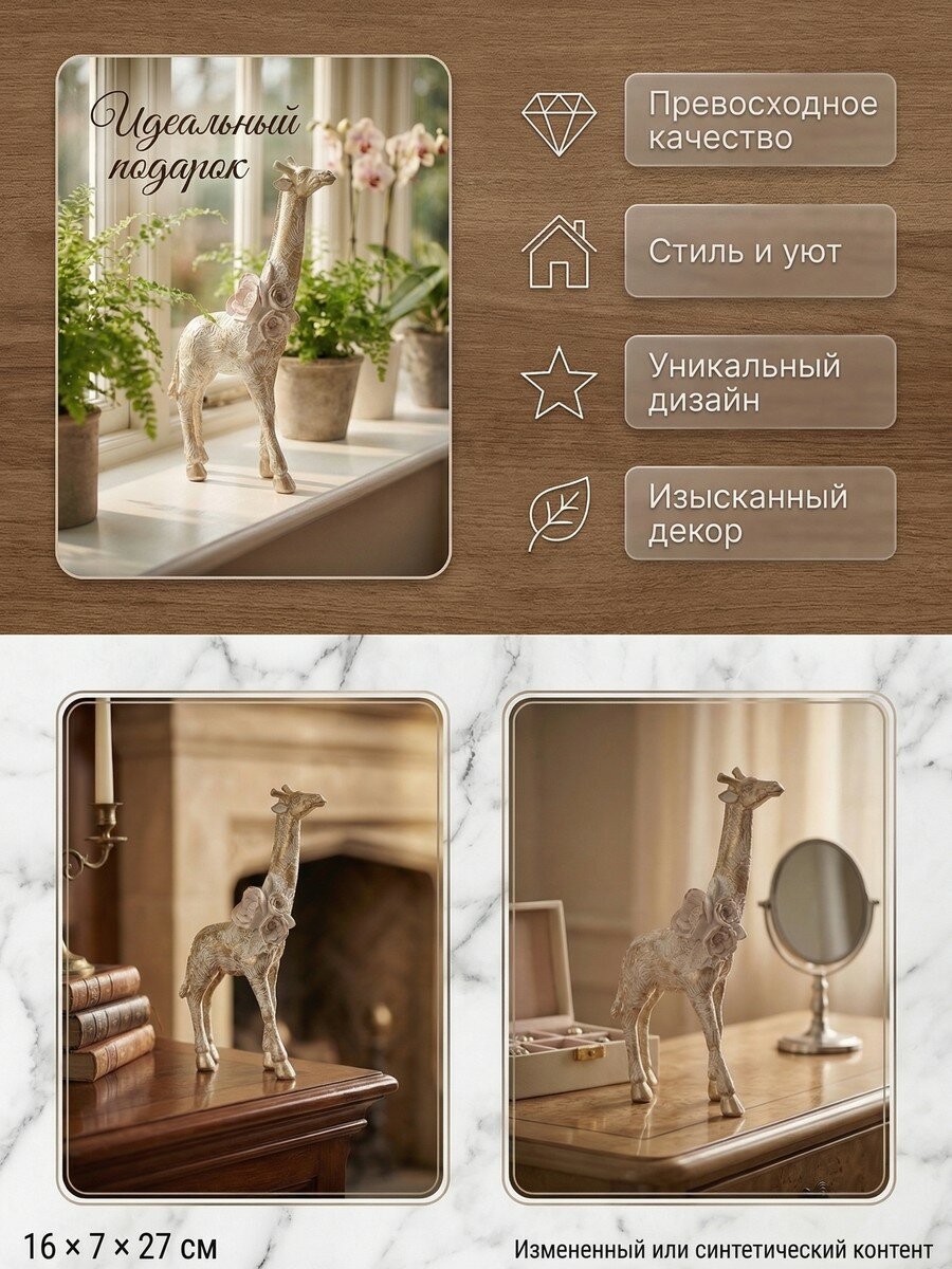 Фигурка декоративная "Жираф", L16 W7 H27 см
