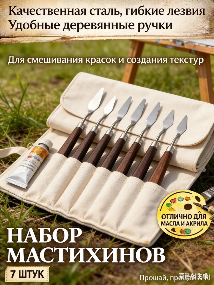 Набор художественных мастихинов, шпатели 7 шт.