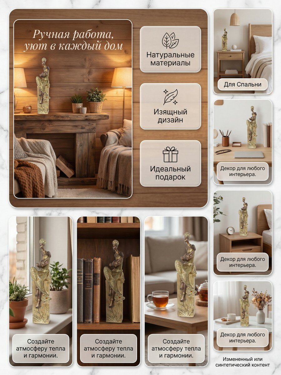 Фигурка декоративная "Африканка", L9 W9 H36,5 см