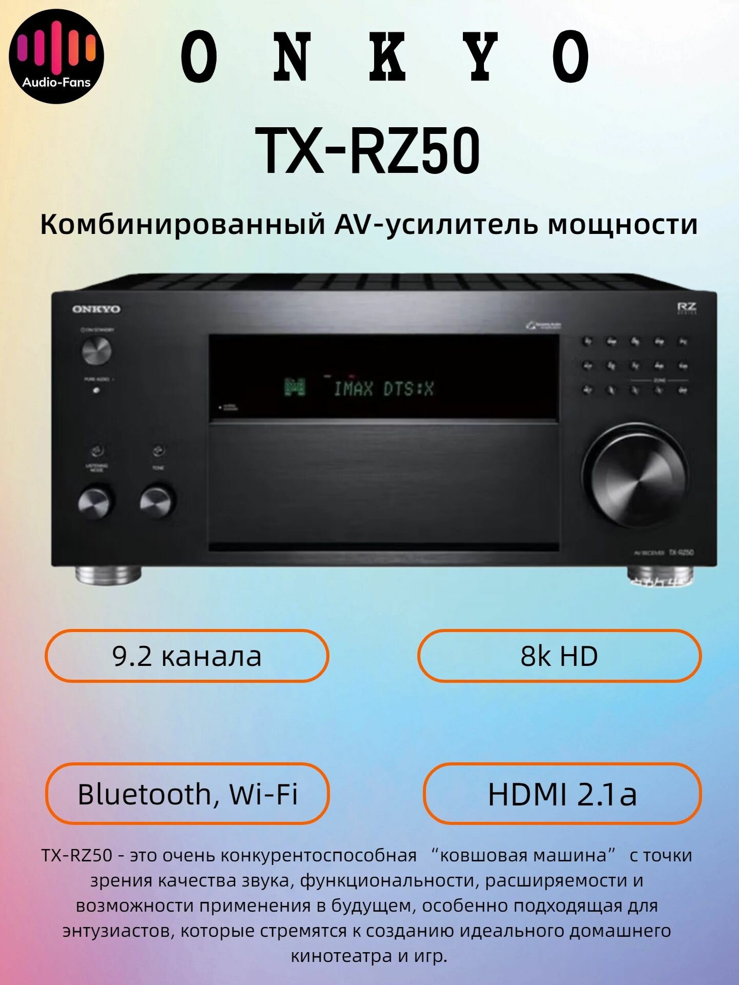 Комбинированный AV-усилитель мощности ONKYO TX-RZ50 Black Один