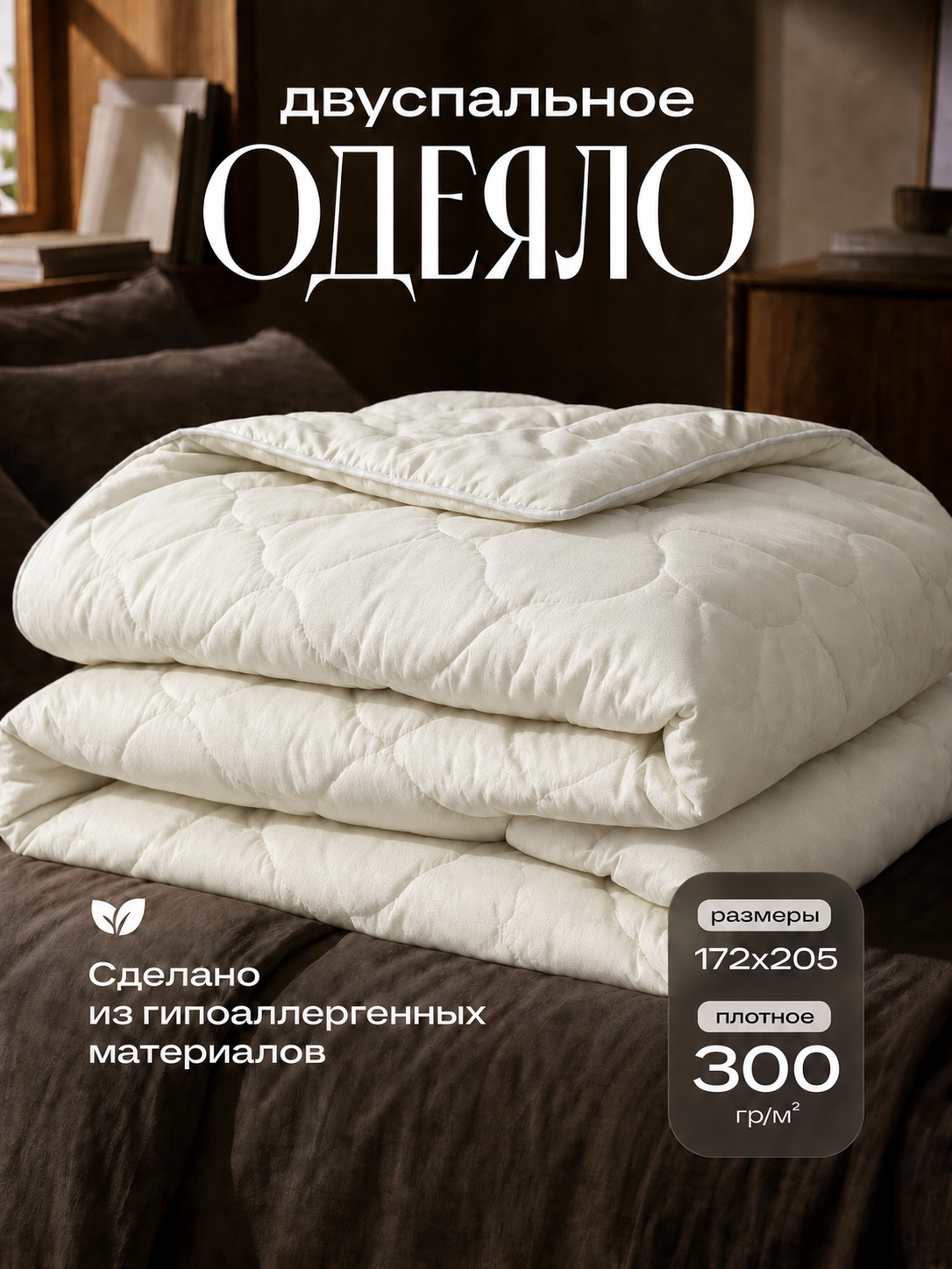 Одеяло Kerimov GROUP, всесезонное, 2-х спальное, микрофибра, 172x205 см