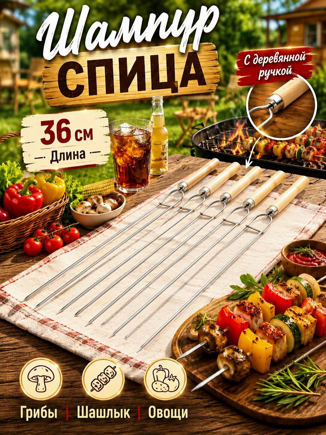 Вилка для барбекю, 10 предм. на 10 перс.