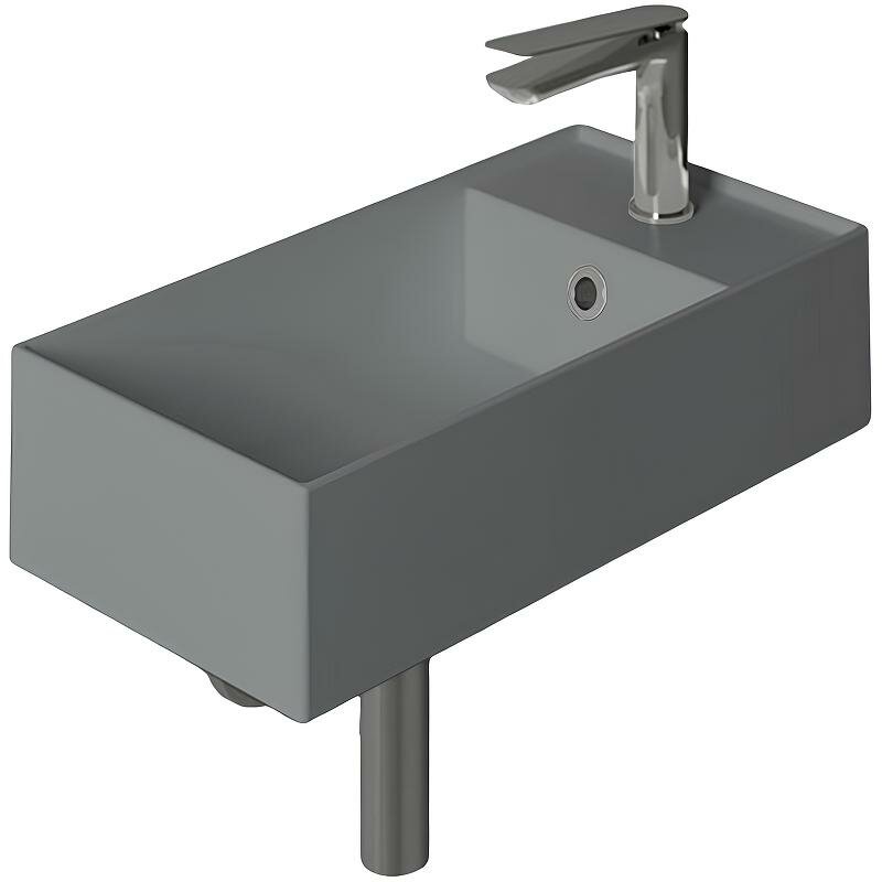 Раковина Simas Agile 50 R AG50 cemento matt 1 Серая матовая, санфарфор, подвесная полувстраиваемая