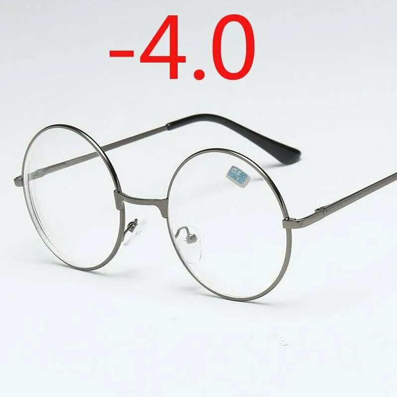 Металлические круглые очки Myopia -1.0 -1.5 -2.0 до -4.0 gray myopia -4.0