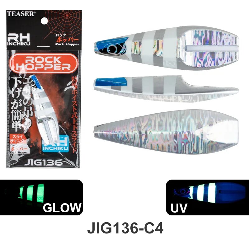 TEASER J136 Rock Hopper Inchiku Slider 80-150г Лuminous Jig Lure 150g, J136-C4