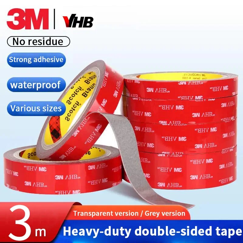 Двусторонняя клейкая лента 3M VHB, прозрачная автомобильная Transparent version, 5mm-3M 0.19in-118in