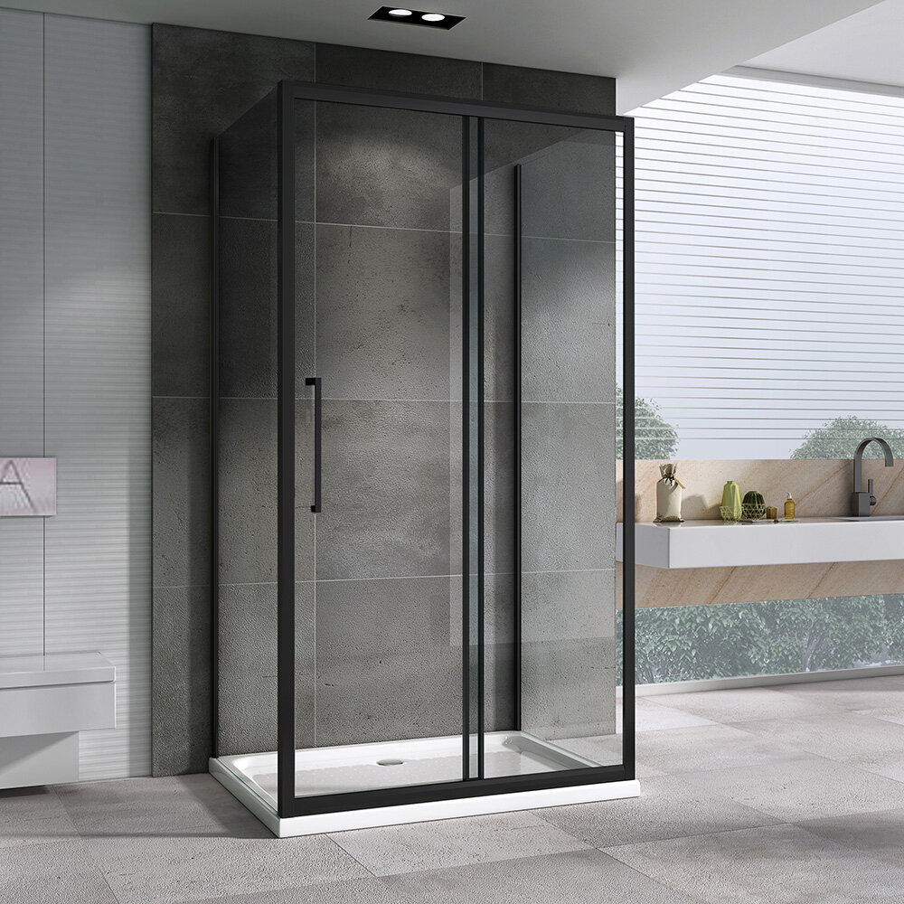 Душевой уголок Abber Schwarzer Diamant AG30150BH-S60B-S60B 150x60, профиль черный, стекло прозрачное
