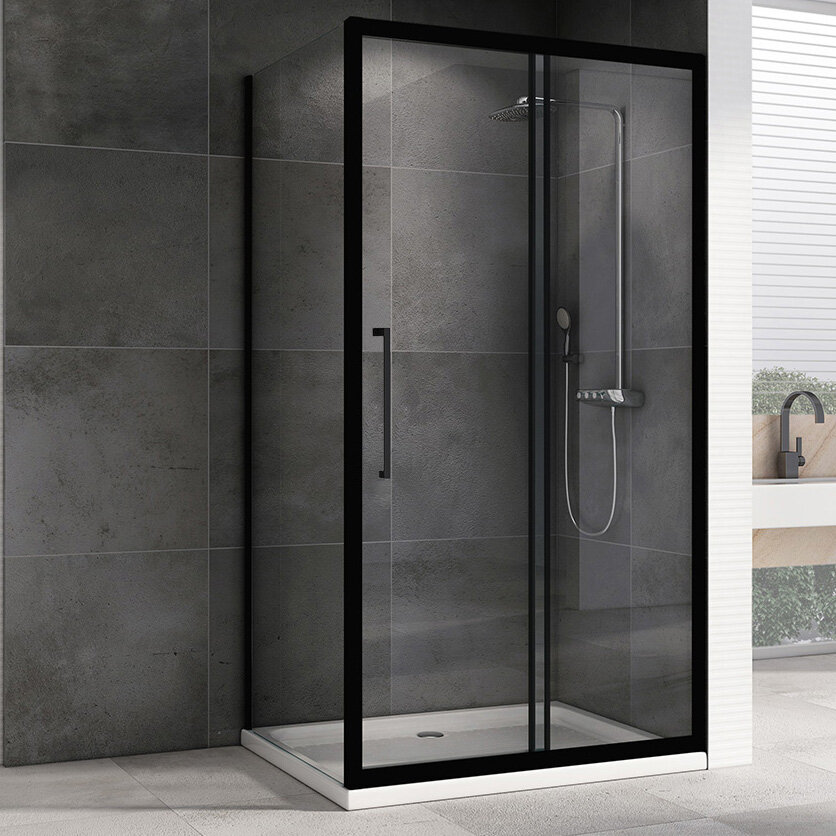 Душевой уголок Abber Schwarzer Diamant AG30140BH-S100B 140х100, профиль черный, стекло прозрачное