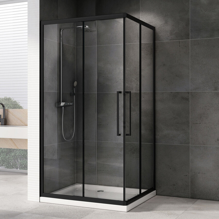 Душевой уголок Abber Schwarzer Diamant AG02129BH 120x90, профиль черный, стекло прозрачное