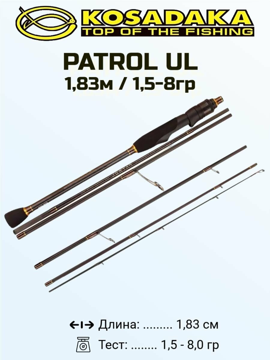 Спиннинг Kosadaka "PATROL" 1,83м/1,5-8г, 5 секций