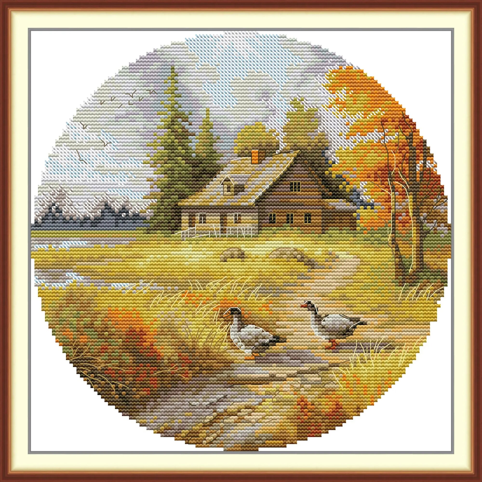 Набор для вышивания крестиком Soulgift "Золотая осень" Printed Cloth, 14CT