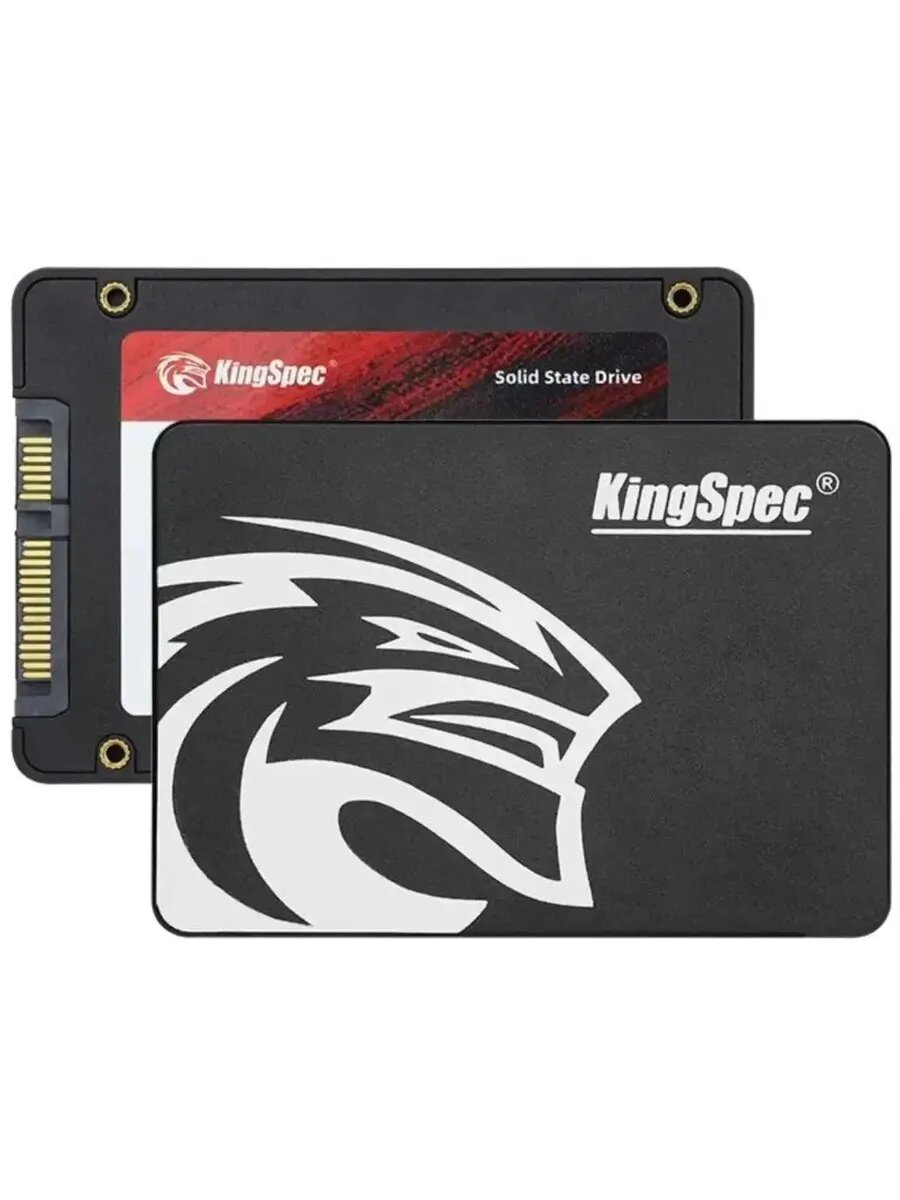 Накопитель SSD Kingspec 480Gb SATA III P4-480 (P4-480) черный, 2.5" QLC 3D NAND, чтения/записи до 570 МБ/с. до 540 МБ/с.