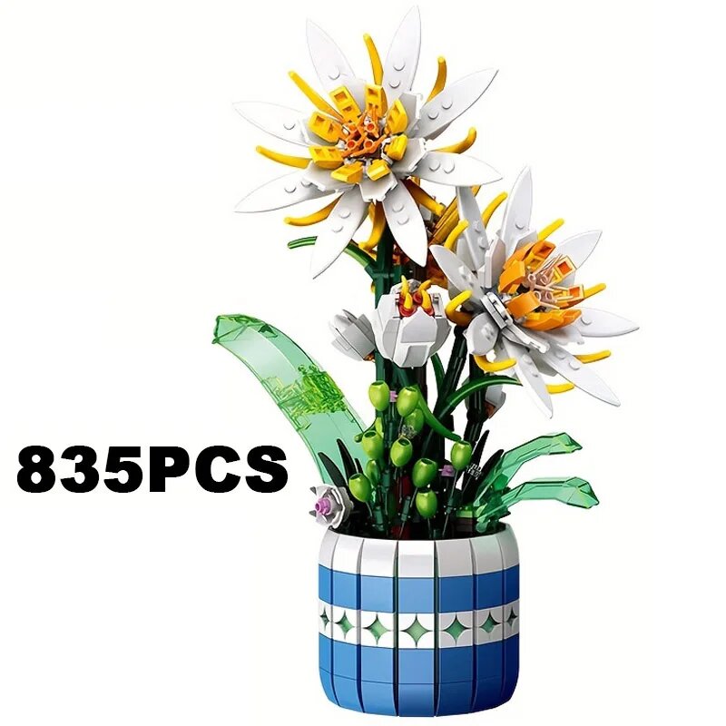 Конструктор букет цветов Белый JJ9033 835pcs