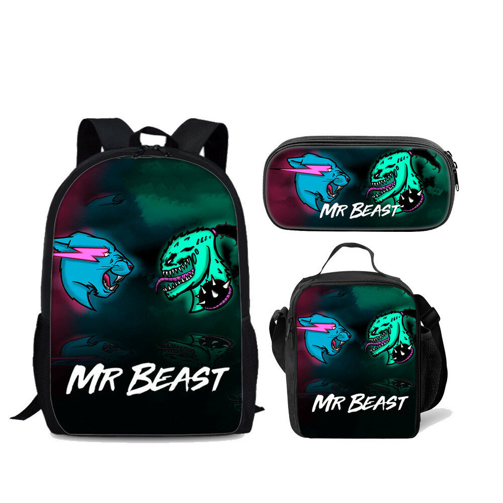 Mr beast lightning cat casual backpack pack with digital pattern for everyday carry and school pattern 4