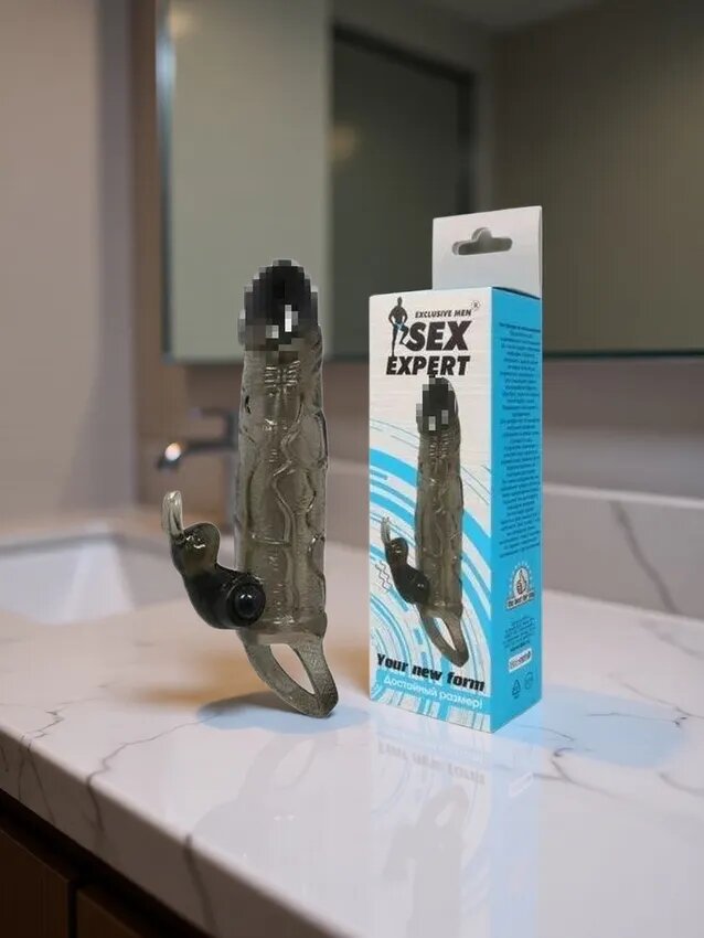 Насадка на член с вибрацией Sex Expert Your New Form, черный, Для мужчин, термопластичная резина (TPR), 3,7
