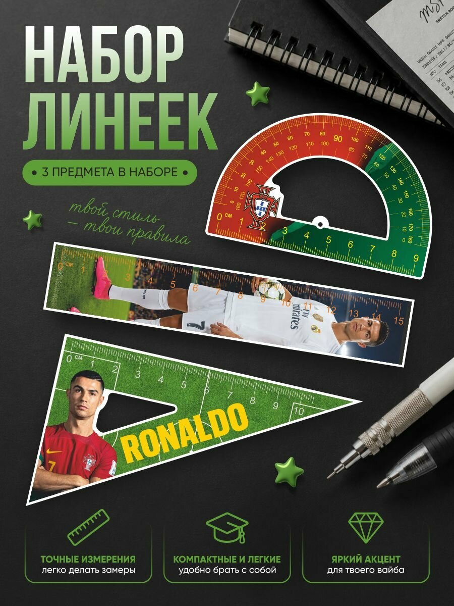 Линейки набор для школы футболист Криштиану Роналду